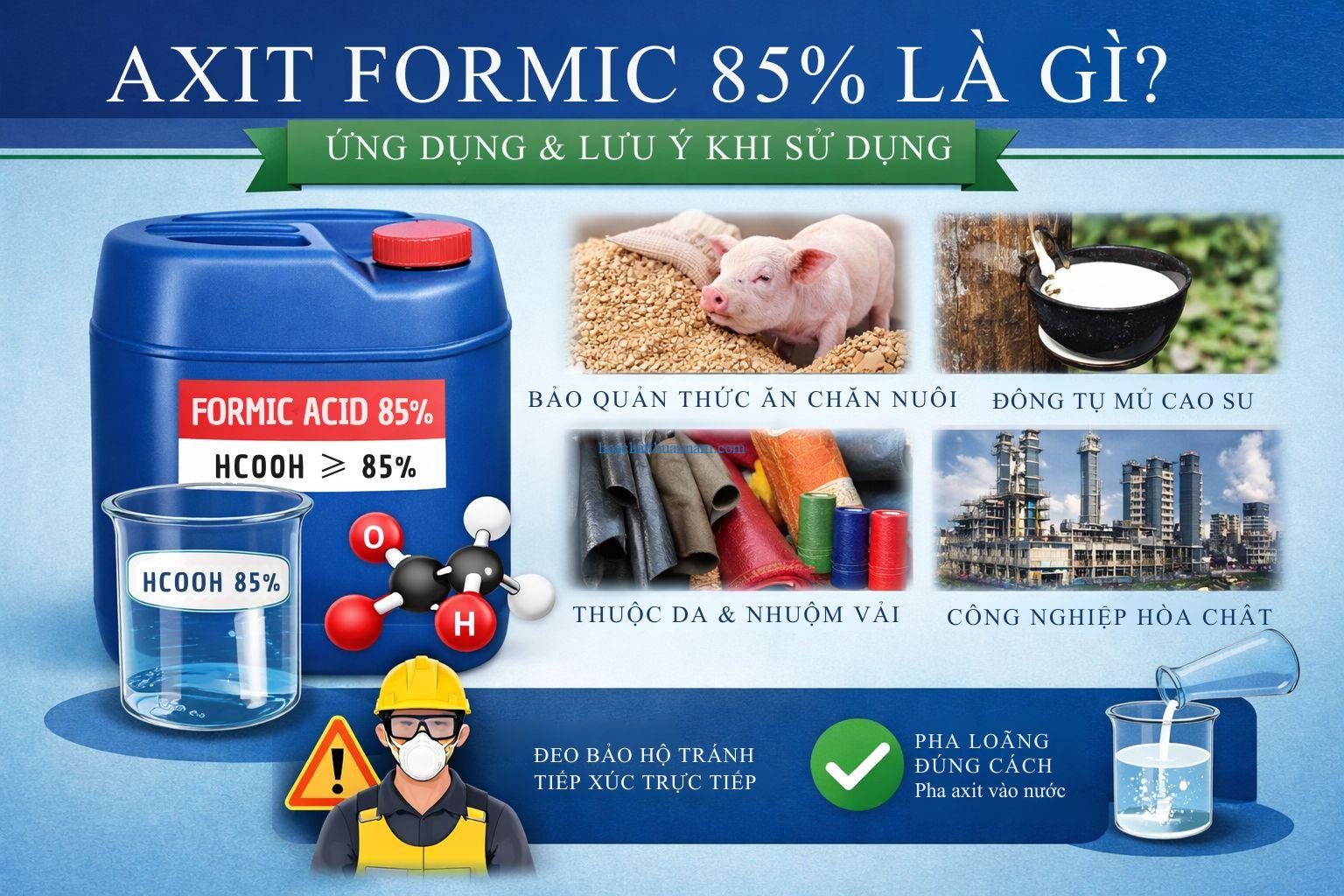 Axit Formic 85% là gì? Ứng dụng và lưu ý khi sử dụng an toàn